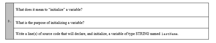 Solved What Does It Mean To Initialize A Variable What Is The Purpose Of Initializing A