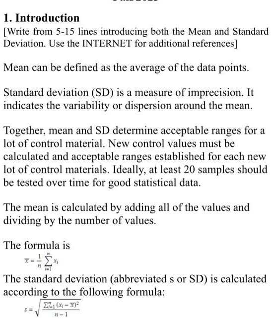 1. Introduction [Write from 5-15 lines introducing both the Mean and ...