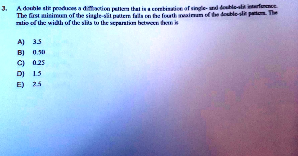 SOLVED: A double slit produces a diffraction pattern that is a ...