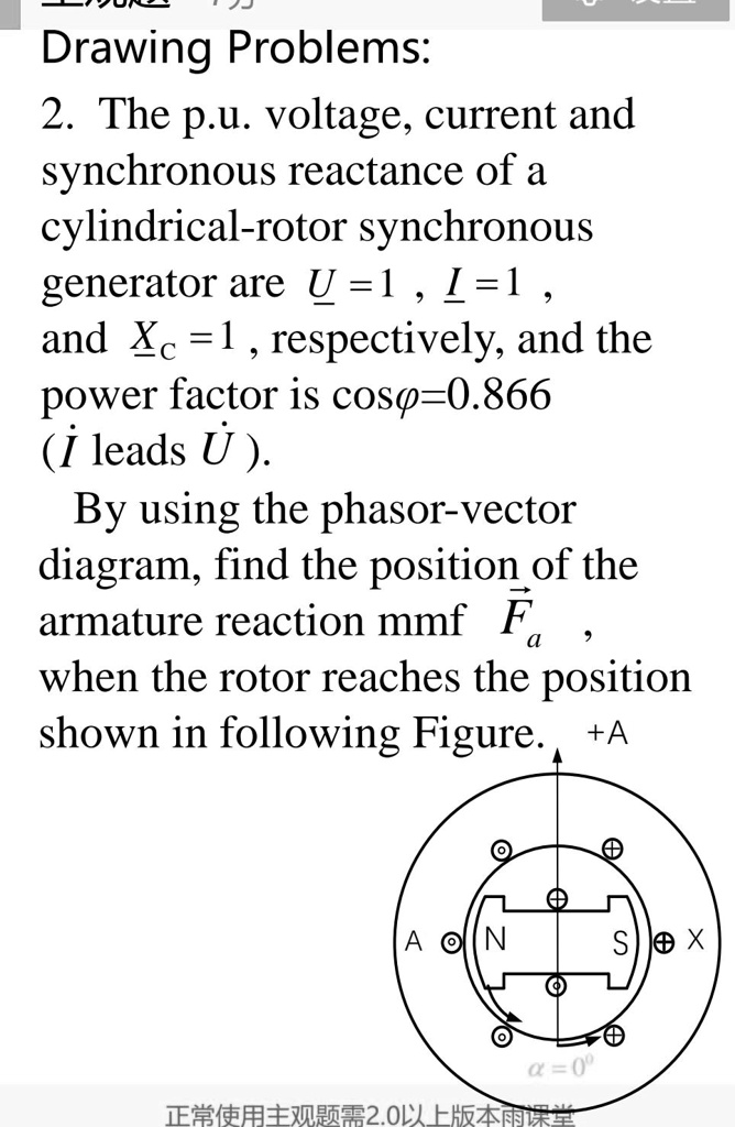 SOLVED: Drawing Problems: 2. The p.u. voltage, current, and synchronous reactance of a ...