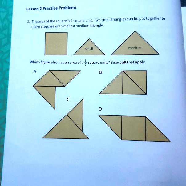lesson practice problems square unit two small triangles can be put together to the area of the ...