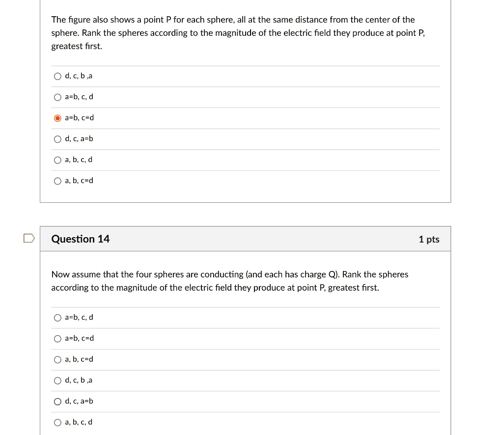 the figure also shows point p for each sphere all at the same distance ...