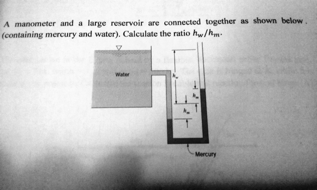 A manometer and a large reservoir are connected together as shown below ...