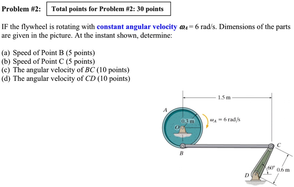 SOLVED: Problem #2: If the flywheel is rotating with constant angular velocity Ï‰A = 6 rad/s ...