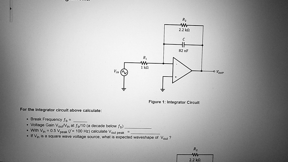 SOLVED: The input voltage is a sinusoidal voltage with a peak value of 0.5V. Rz = 2.2kÎ© C ...