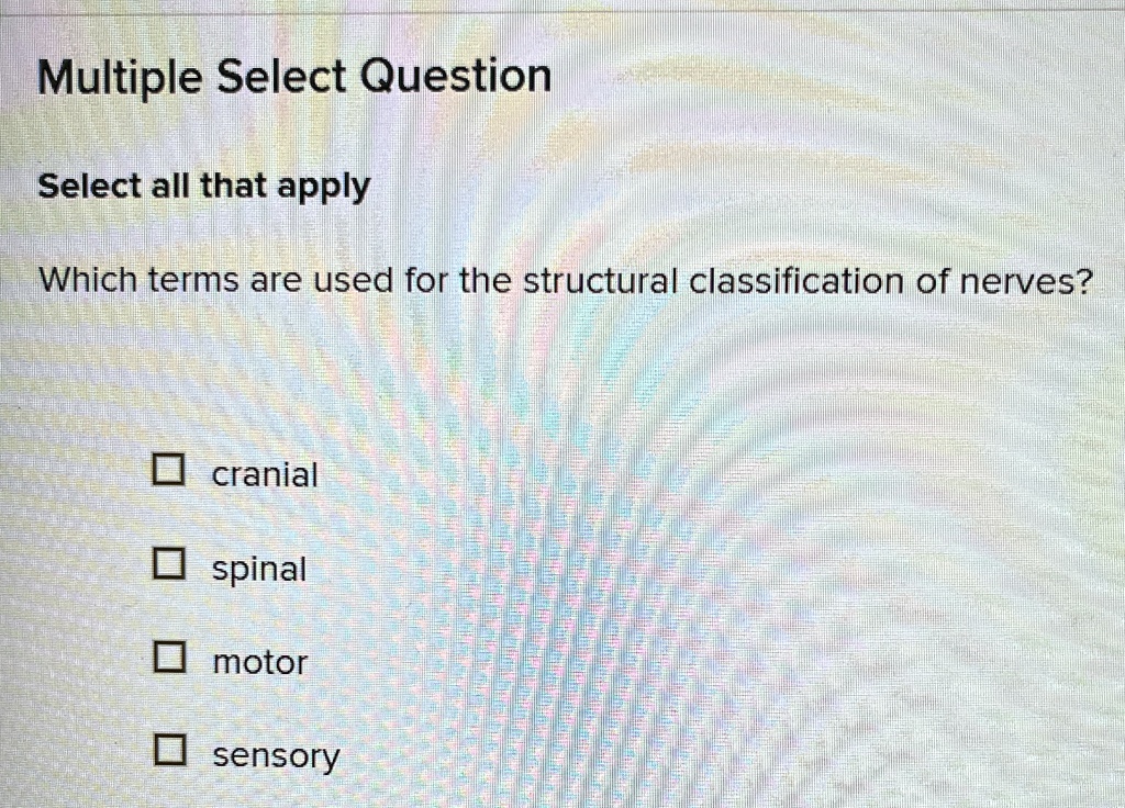 multiple select question select all that apply which terms are used for the structural ...