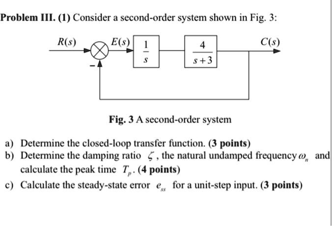 SOLVED: Problem III. (1) Consider a second-order system shown in Fig.3 ...
