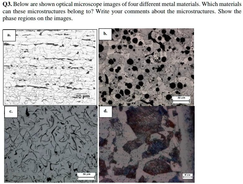 SOLVED: Q3. Below are shown optical microscope images of four different ...
