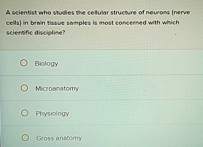 SOLVED: A scientist who studies the cellular structure of neurons ...