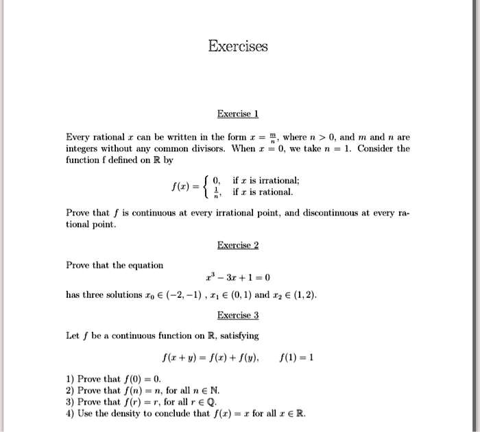 SOLVED: Exercise 1 Every rational x can be written in the form x = m/n, where n > 0, and m and n ...