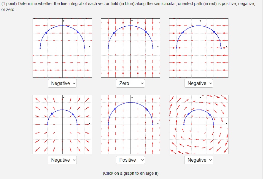 1 point determine whether the line integral of each vector field in ...