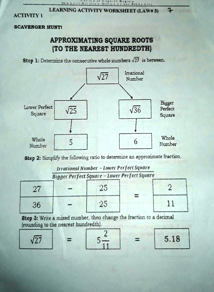 ACTIVITY 1 LEARNING ACTIVITY WORKSHEET (LAW#3) 7 SCAVENGER...