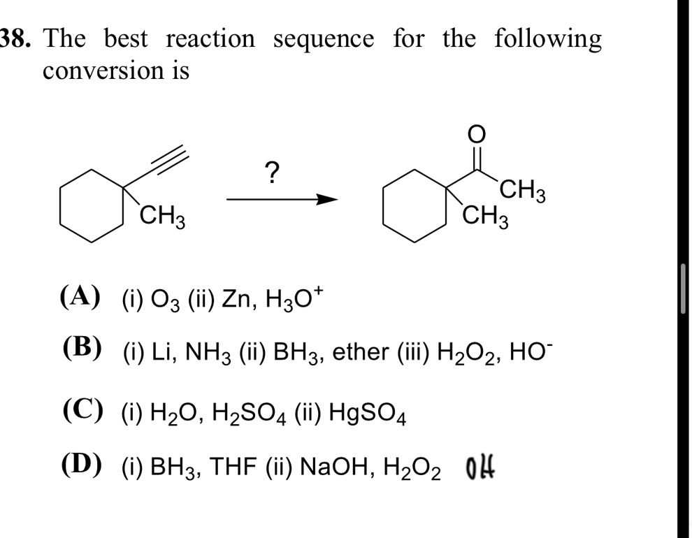 38 the best reaction sequence for the following conversion is ch3 ch3 ...