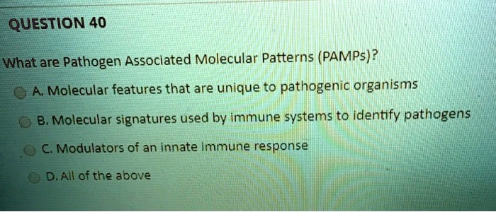 Solved Question 40 What Are Pathogen Associated Molecular Patterns
