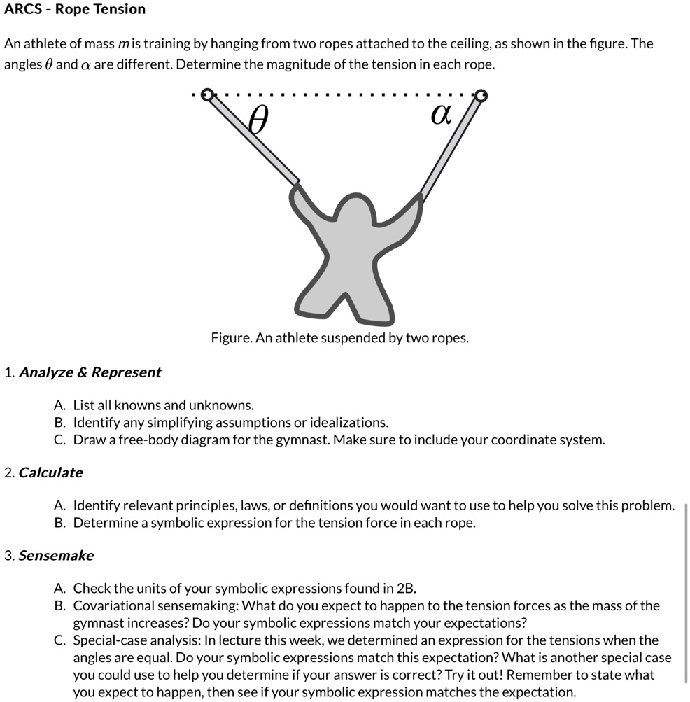 [GET ANSWER] arcs rope tension an athlete of mass m is training by ...