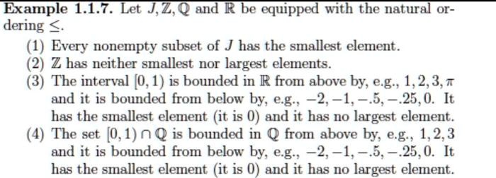 example 1t7 let jz q and r be equipped with the natural or dering every nonempty subset of j has ...
