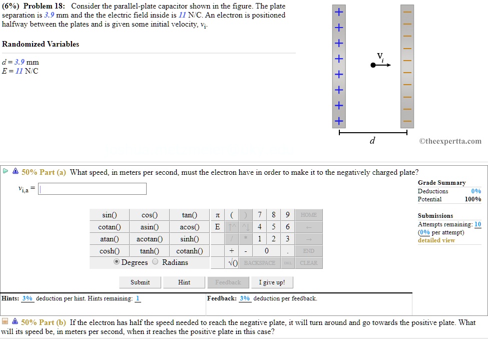 SOLVED Problem 18 Consider The Parallel plate Capacitor Shown In The