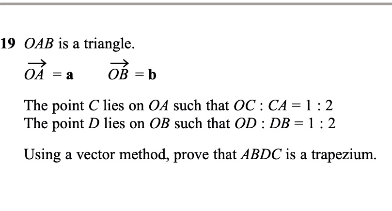 19 oab is a triangle oa a ob b the point c lies on oa such that oc ca 1 ...