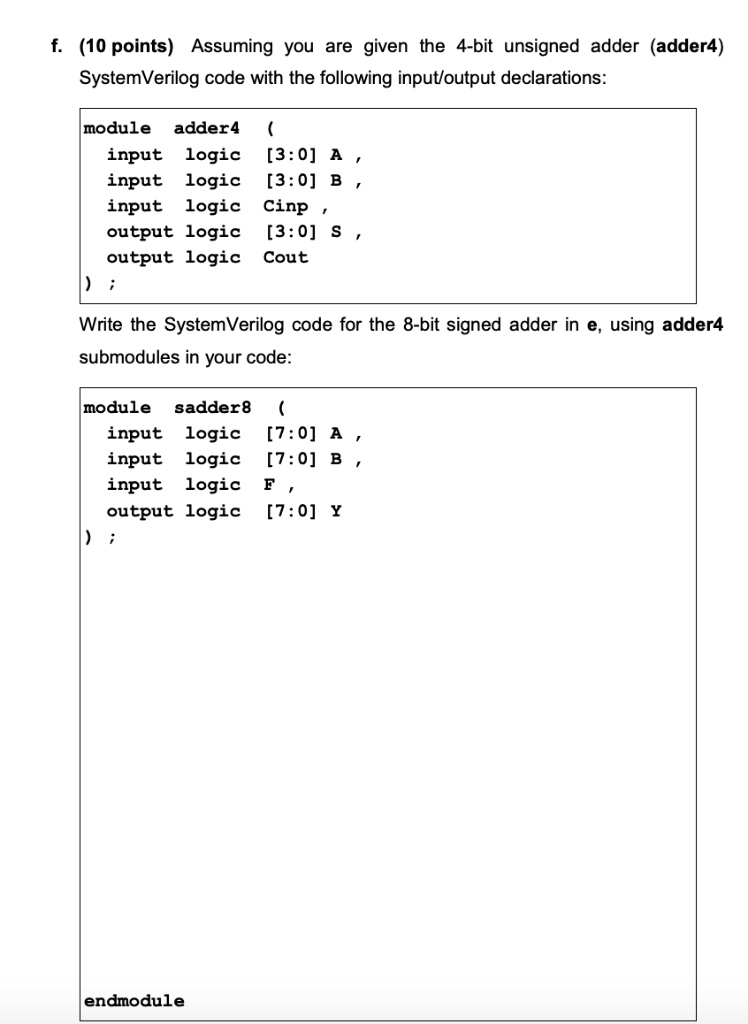 Solved Text F 10 Points Assuming You Are Given The 4 Bit Unsigned 0599