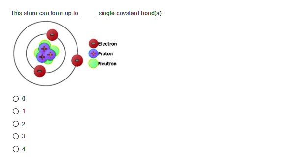 SOLVED: This atom can form up to single covalent bond(s. Electron ...