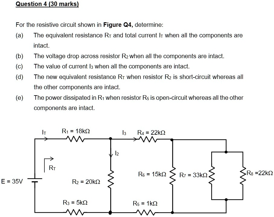 SOLVED: Texts: Question 4 (30 marks) For the resistive circuit shown in ...
