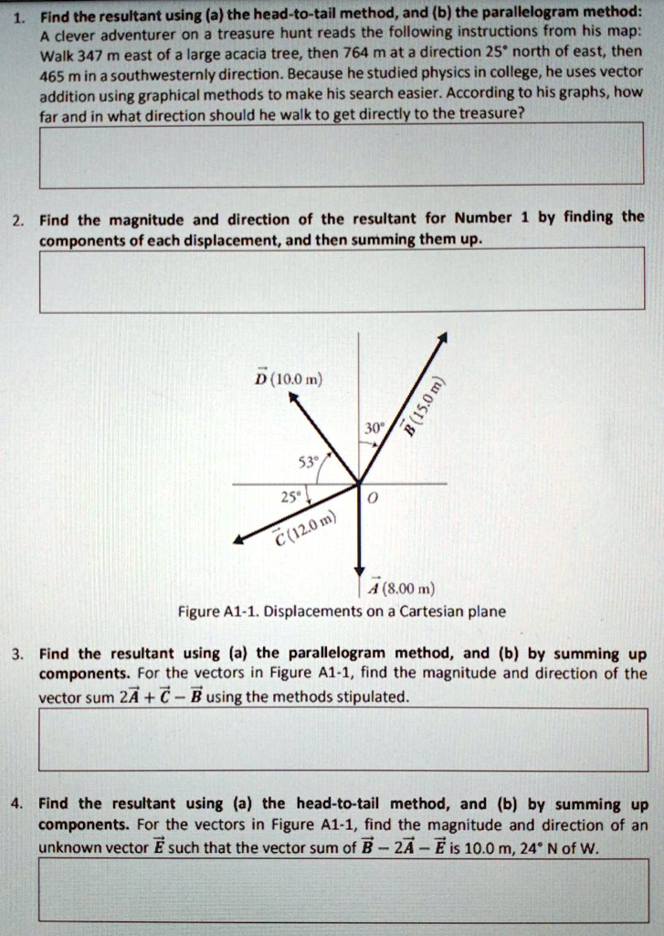 SOLVED: Find the resultant using (a) the head-to-tail method, and (b ...