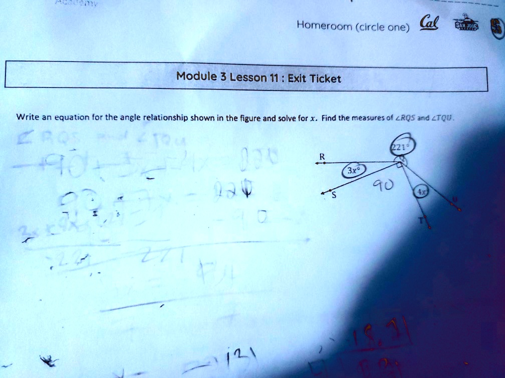 SOLVED: Homeroom (circle one) @2 Module 3 Lesson 11 Exit Ticket Write ...