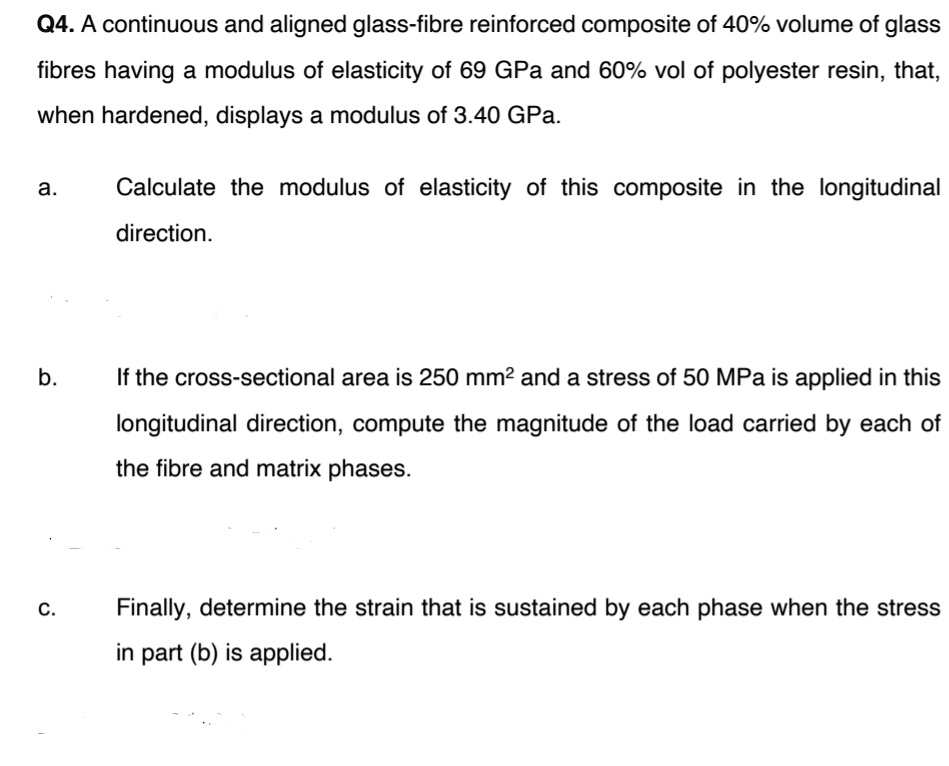 SOLVED: Q4. A continuous and aligned glass-fibre reinforced composite ...