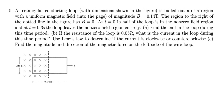 a rectangular conducting loop with dimensions shown in the figure is pulled out of a region with ...