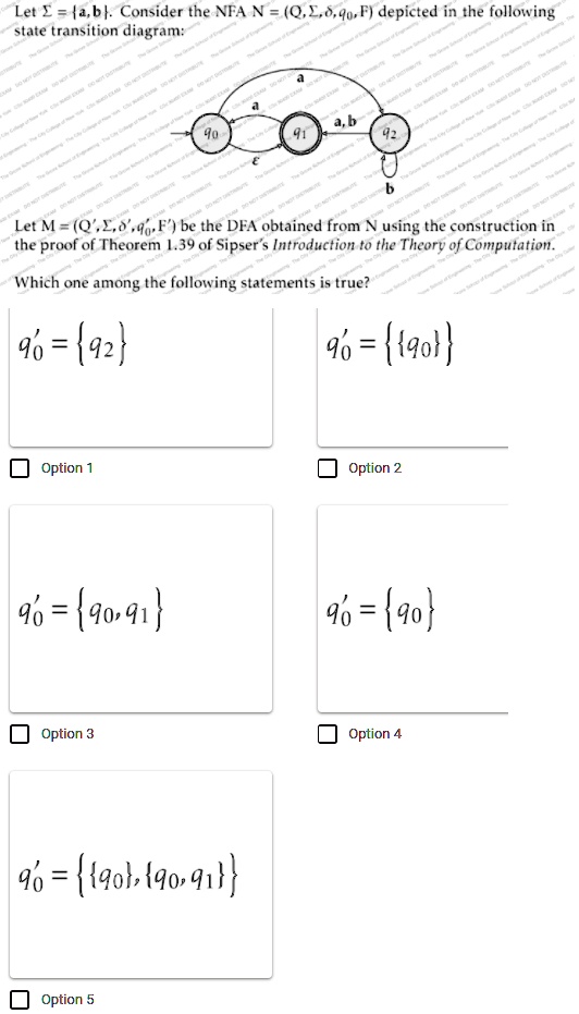 SOLVED: Let E = 4b. Consider the NFA N = (0, 2, 0, 40, F) depicted in ...