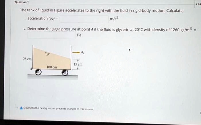 SOLVED: The tank of liquid in Figure accelerates to the right with the ...