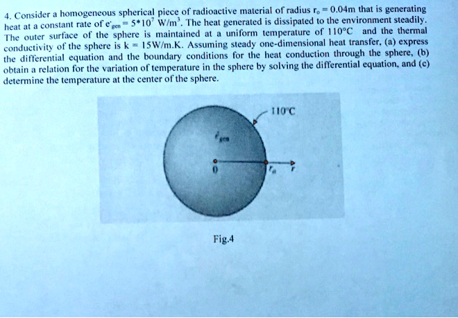 4. Consider a homogeneous spherical piece of radioactive...