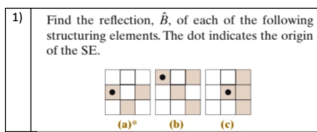 1) Find the reflection, B̂, of each of the following structuring ...
