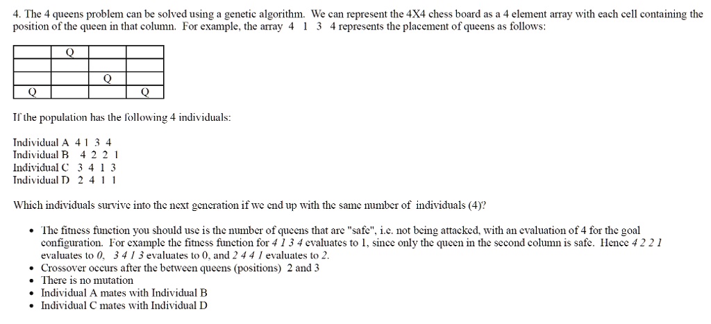 Solved The 4 Queens Problem Can Be Solved Using A Genetic Algorithm 0263
