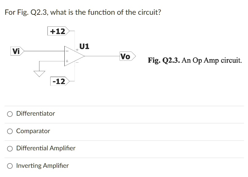 [GET ANSWER] For Fig. Q2.3, what is the function of the circuit? +12 U1 ...