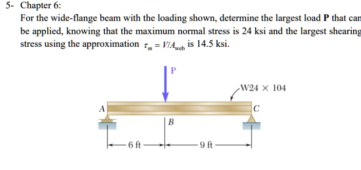 5- Chapter 6: For the wide-flange beam with the loading shown ...