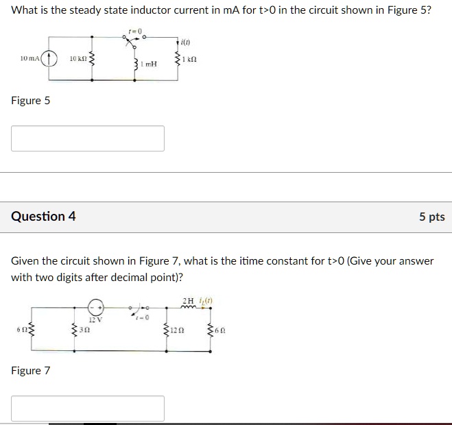 What is the steady state inductor current in mA for t>0 in the circuit ...