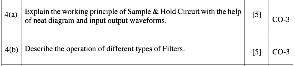 SOLVED: 4(a) Explain the working principle of Sample Hold Circuit with ...