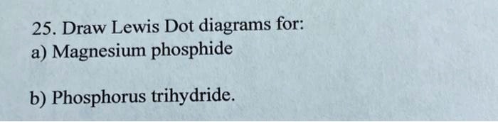 SOLVED: 25 . Draw Lewis Dot diagrams for: a) Magnesium phosphide b ...