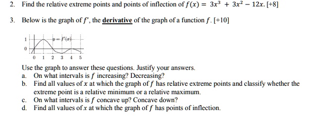 SOLVED: Find the relative extreme points and points of inflection of f (x) = 3x* 3x2 12x. [+8 ...
