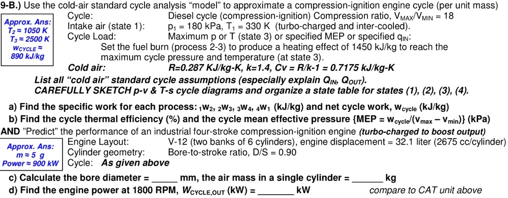 Solved G B Use The Cold Air Standard Cycle Analysis Model To 2802
