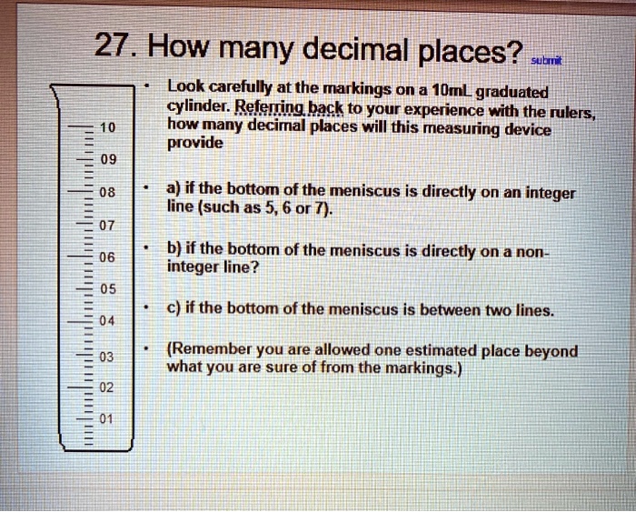 27 how many decimal places subin look carefully at the markings on a ...