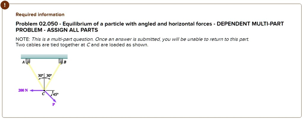 ! Required information Problem 02.050 - Equilibrium of a particle with angled and horizontal ...