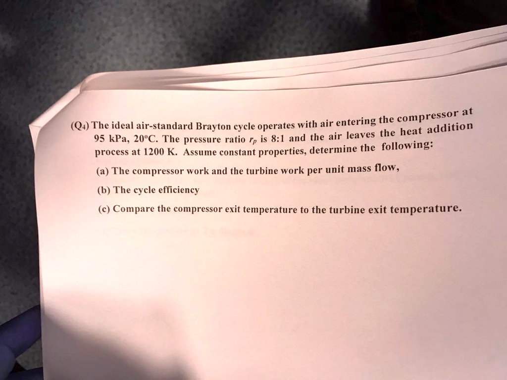 SOLVED: (a) The compressor work and the turbine work per unit mass flow ...