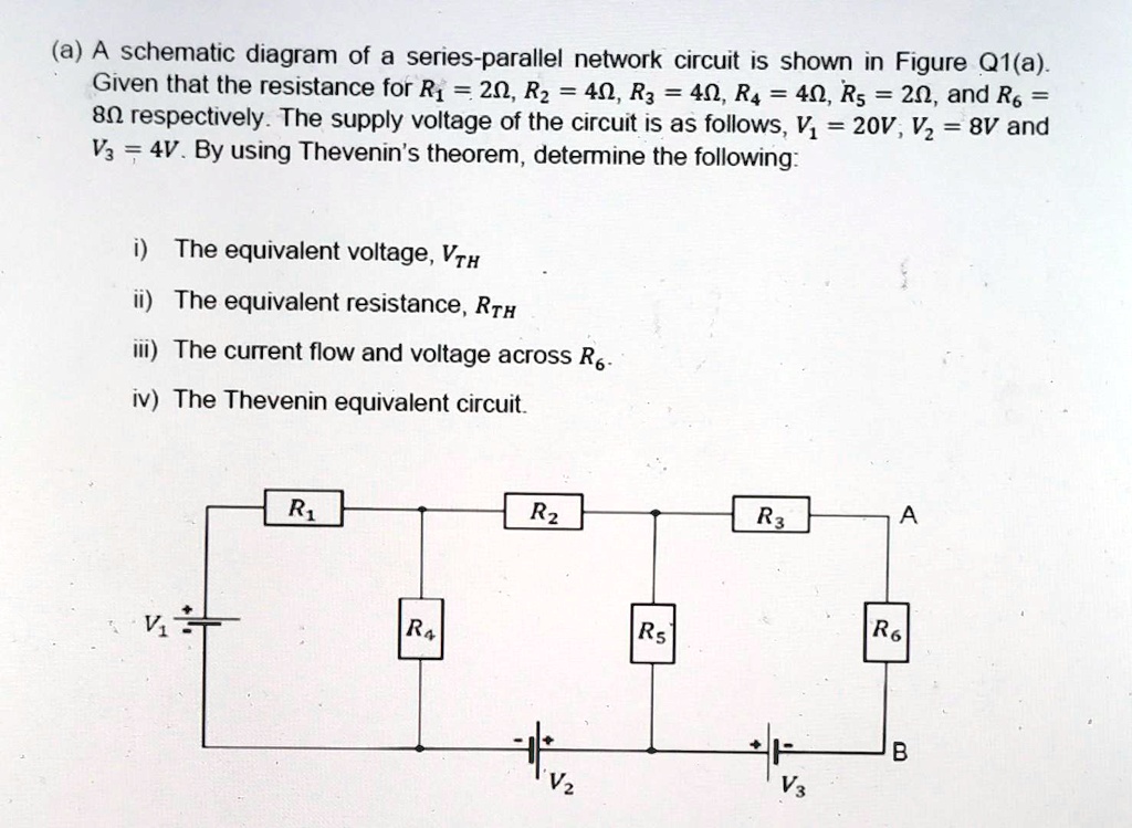 (a) A schematic diagram of a series-parallel network circuit is shown ...