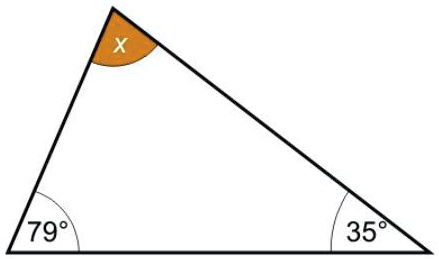 'Work out the size of angle of x 79 35'