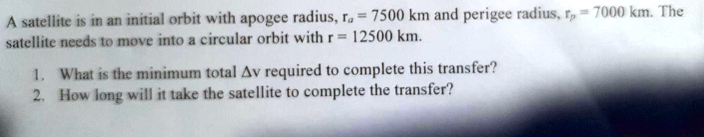 SOLVED: A satellite is in an initial orbit with apogee radius, ra ...