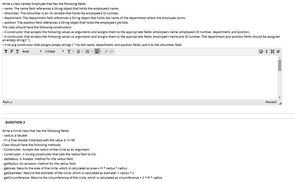 Solved Programming Language Is Java Write A Class Named Employee That Has The Following Fields
