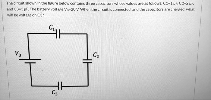 SOLVED: The circuit shown in the figure below contains three capacitors whose values are as ...