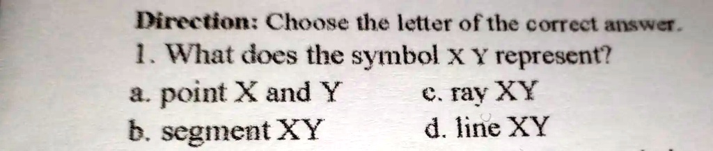 Direction: Choose the letter of the correct answer. 1. What does the ...